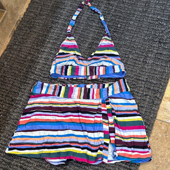 Anne Cole | Swim | Anne Cole Multicolor Striped Bikini With Skirt ...